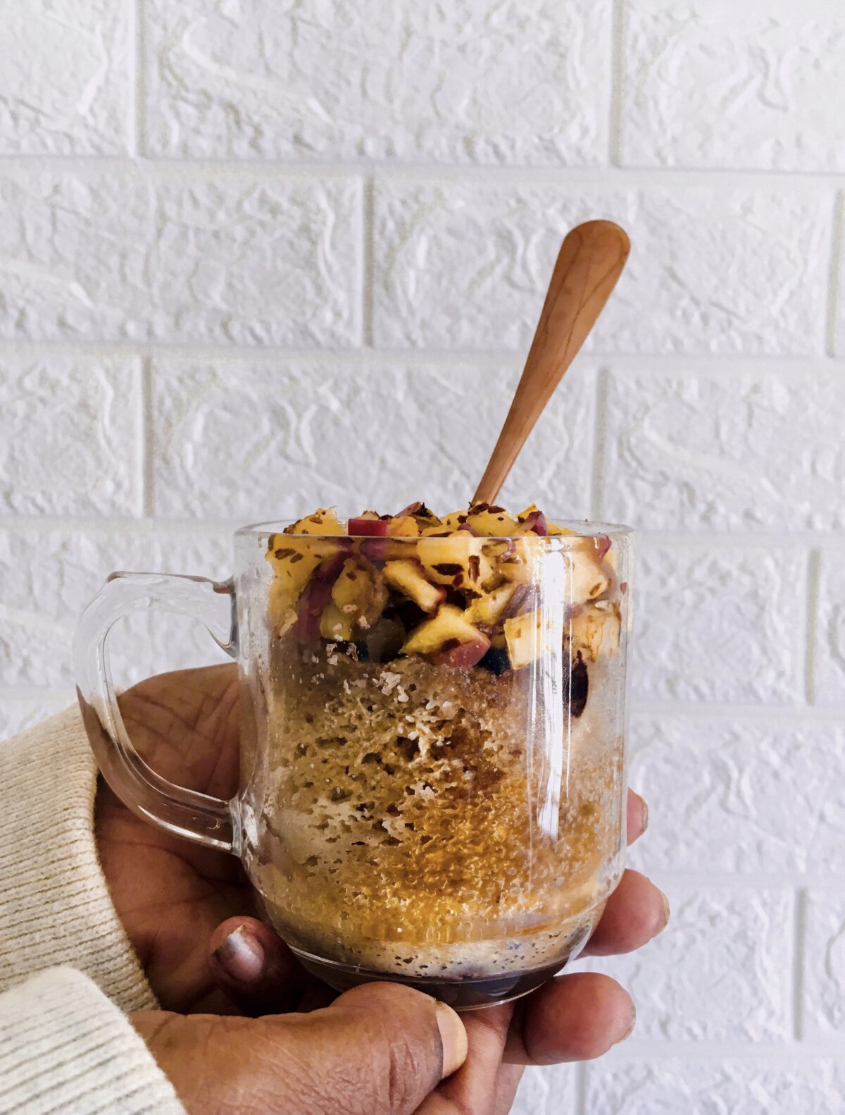 Coconut Flour Mug Cake with Apple Cinnamon Syrup - TheFoodSnaps