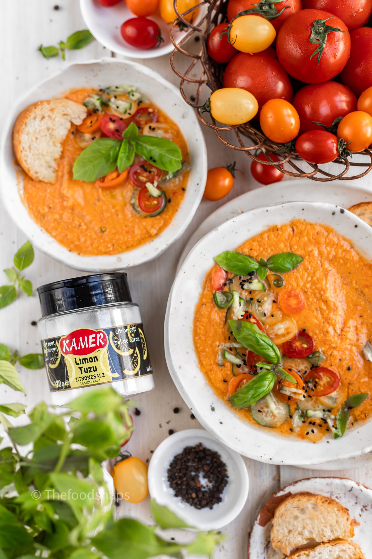 Cold Tomato-Cucumber Soup With Lemon Salt - TheFoodSnaps